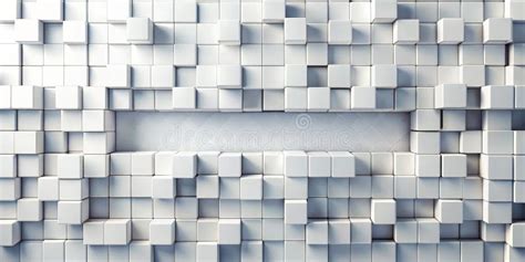 Abstract White Cube Wall A Minimalist Perspective 3d Rendered White Cubes Geometric Pattern