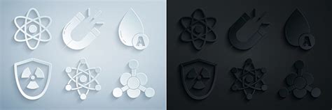 원자 물방울 방패의 방사성 박테리아 자석 및 아이콘을 설정합니다 벡터 0명에 대한 스톡 벡터 아트 및 기타 이미지 0명 3차원 형태 검은색 Istock