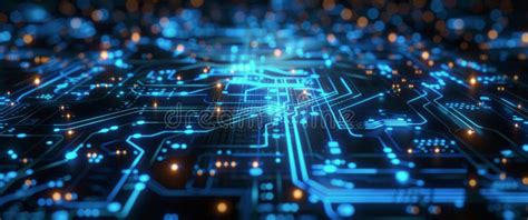 Abstract Digital Circuit Board With Glowing Lights Stock Image Image Of Hardware Glowing