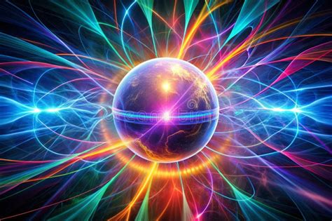 Dynamic Visualization Of A Magnetic Field Glowing Lines And Arrows