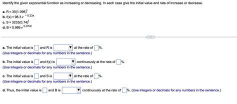 Solved Identify The Given Exponential Function As Increasing