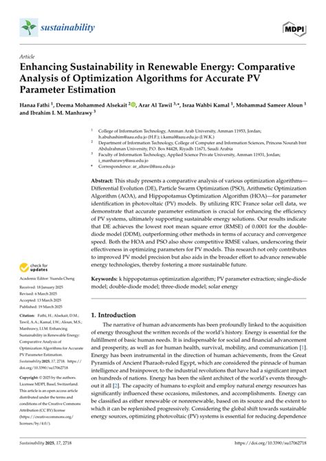 New Research Comparing Optimization Algorithms For Pv Msc Arar Al