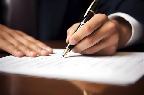 Premium AI Image Top View Left Hand Sign Document