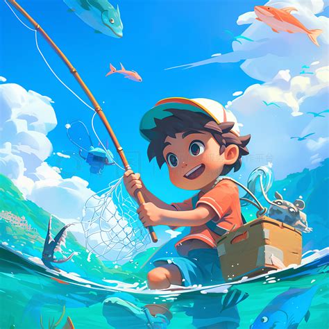 渔民数字艺术 可爱的渔夫男孩整理渔网夏至渔民手绘插画 Ai平面元素免费下载 Png格式 2784像素 编号70678202 千图网