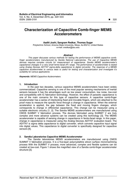 Pdf Characterization Of Capacitive Comb Finger Mems Accelerometers