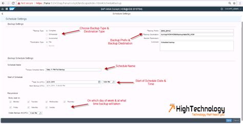 Schedule Hana 20 Backup Using Sap Hana Cockpit Hightechnology