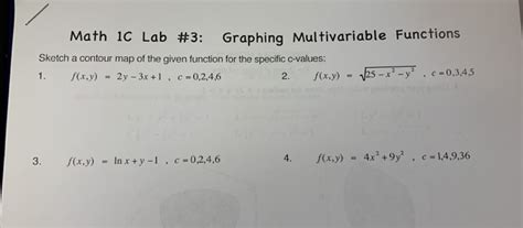 Solved Math 1c Lab 3 Graphing Multivariable Functions