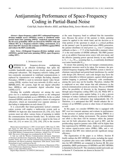 Pdf Antijamming Performance Of Space Frequency Coding In Partial Band Noise