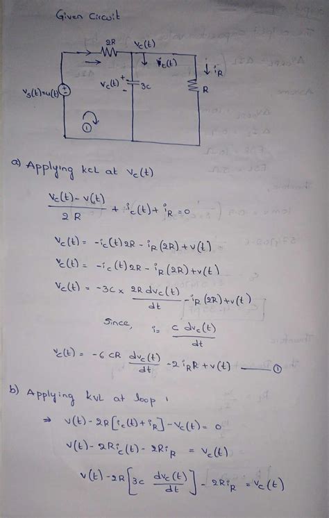 solved given circuit a applying kcl at vc t