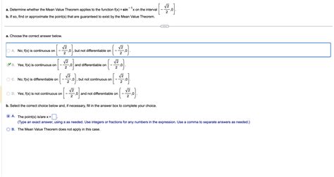 Solved A Determine Whether The Mean Value Theorem Applies