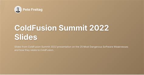 Coldfusion Summit 2022 Slides