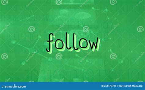 animation of follow text banner and molecular structures over screens with medical data