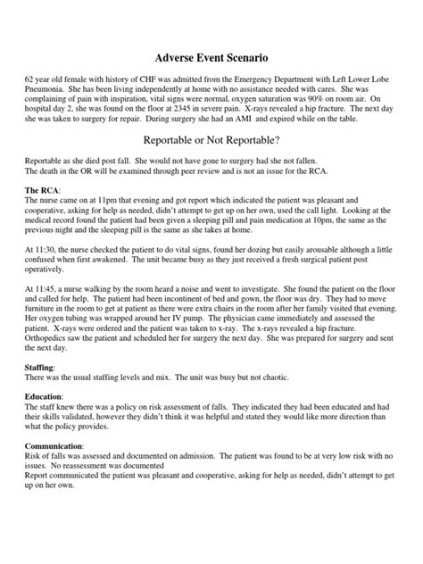 Scenario Fall Rca Surgery Patient