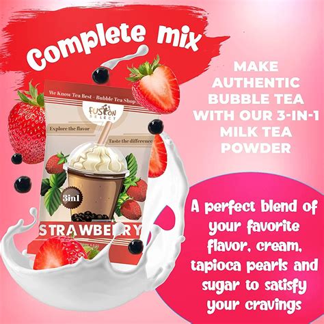 Fusion Select Strawberry Bubble Tea Kit 5 Pack Authentic Boba