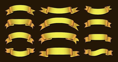골드 리본 배너 검은 배경에 고립입니다 프리미엄 벡터