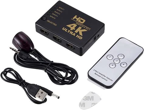 Amazon Com Suckoo Replacement 5 Way HDMI Switcher 5 In 1 Out 4 In 1 Out With IR Compatible PC