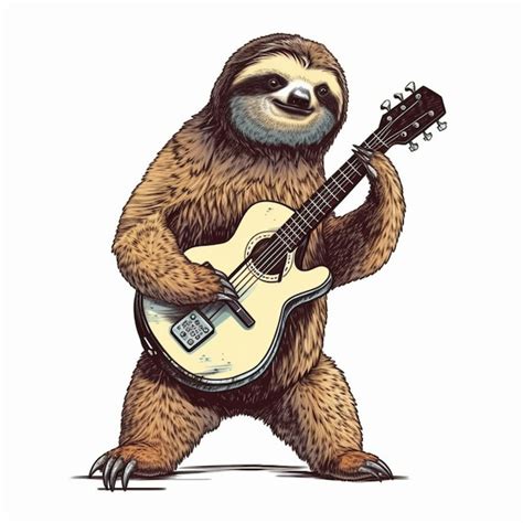 Premium Photo A Sloth Playing A Guitar And Singing Generative Ai