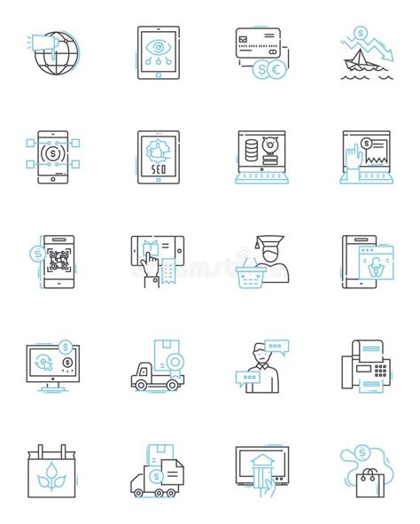 Online Strategy Linear Icons Set Analytics Branding Conversion