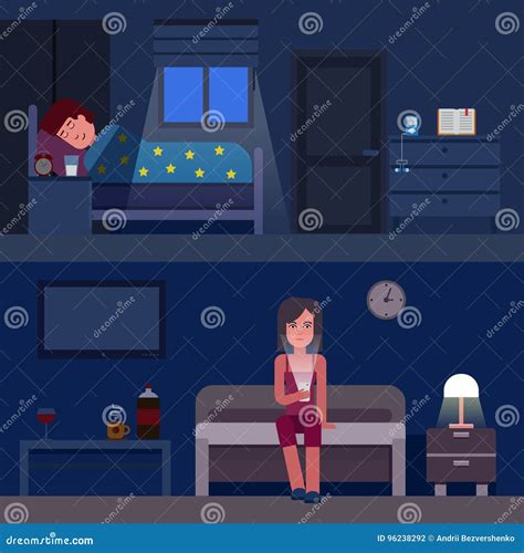Sleep Time Infographics Vector Flat Illustration Infographic How To Get Better Sleep Stock