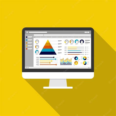 Premium Vector Web Statistics Analytic Charts On Computer Screen Icon Flat Vector Infographic