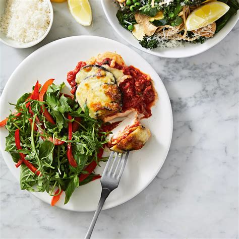 Chicken Parmigiana With Rocket And Capsicum Salad Recipe Woolworths