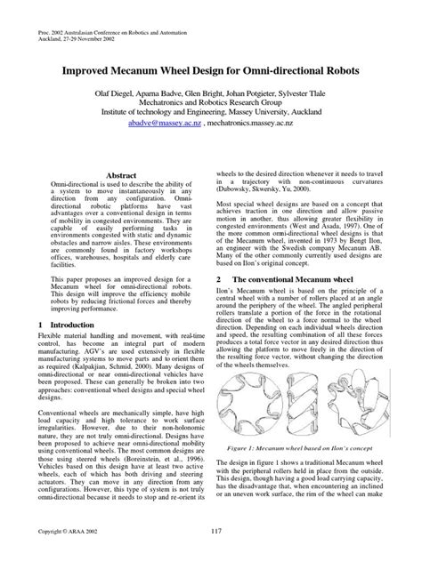 Improved Mecanum Wheel Design For Omni Directional Robots Pdf Wheel