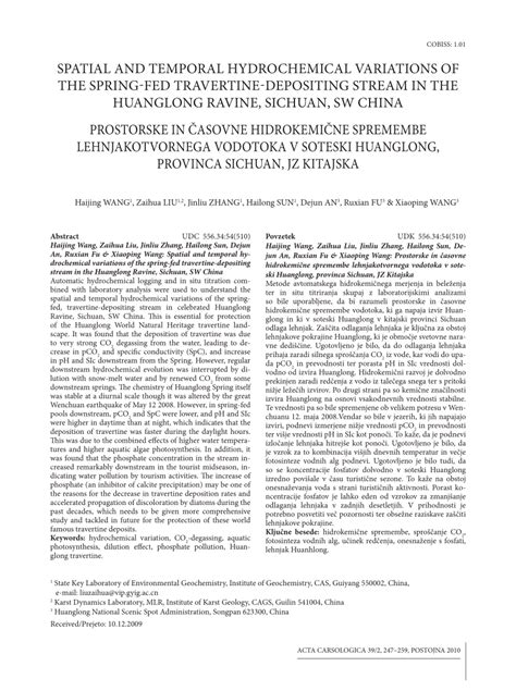 Pdf Spatial And Temporal Hydrochemical Variations Of The Spring Fed