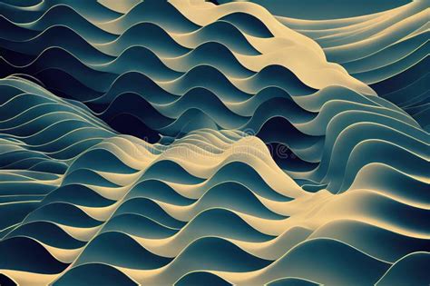 Smooth Blue Waves Abstract Trendy Pattern Background Digital Illustration Stock Illustration