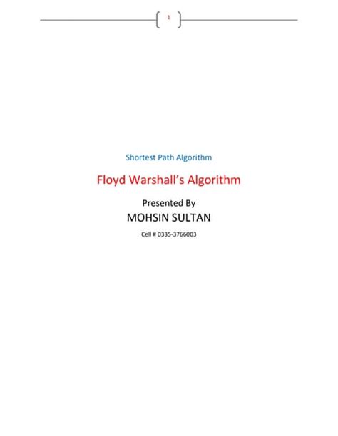 Floyd Warshals Algorithm Pdf