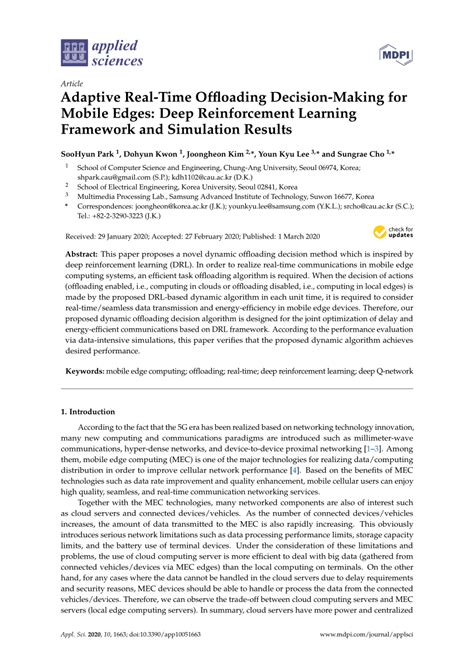 Pdf Adaptive Real Time Offloading Decision Making For Mobile Edges Deep Reinforcement