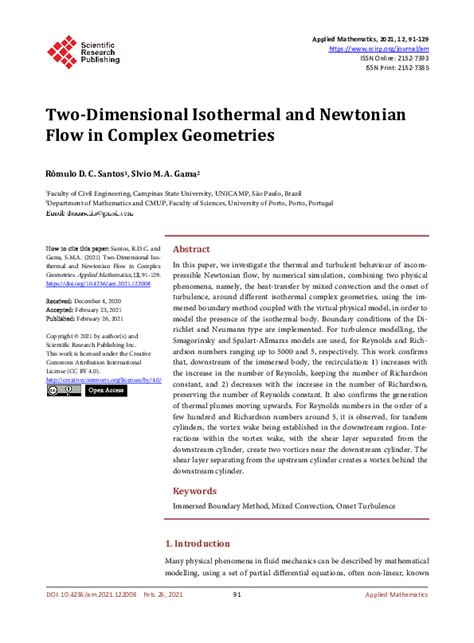 Pdf Two Dimensional Isothermal And Newtonian Flow In Complex Geometries