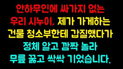 실화사연 안하무인에 싸가지 없는 우리 시누이 제가 가게하는 건물 청소부한테 갑질했다가 정체 알고 깜짝 놀라 무릎 꿇고 싹싹 기었습니다 YouTube