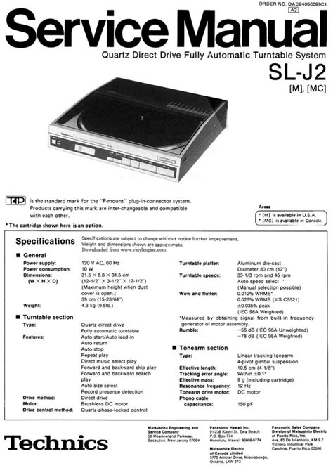 Technics SL J Turntable Service Manual Tradebit
