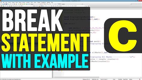 break statement in c programming language video tutorials youtube