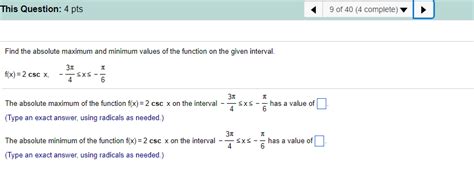 solved find the absolute maximum and minimum values of the