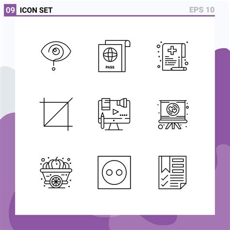 Set Of 9 Vector Outlines On Grid For Copyright Business Care Tool Document Editable Vector