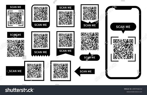 Qr Code Scan Me Vector Icons Stock Vector Royalty Free 2097556312 Shutterstock