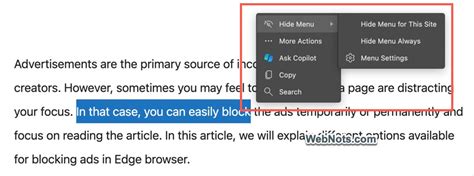 How To Disable Mini Menu On Text Selection In Edge Browser WebNots
