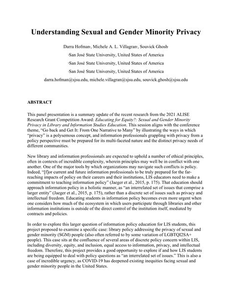PDF Understanding Sexual And Gender Minority Privacy