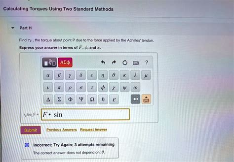 solved calculating torques using two standard methods part h find tf