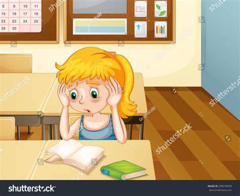 Girl Sitting Alone Classroom Looking Blank Stock Vector Royalty Free 298370078 Shutterstock