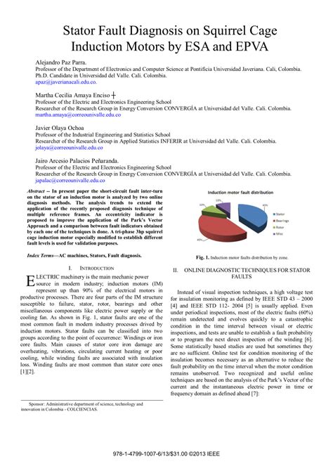 Pdf Stator Fault Diagnosis On Squirrel Cage Induction Motors By Esa And Epva