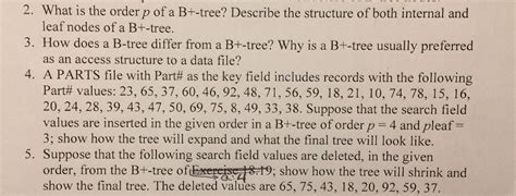 Solved What Is The Order P Of A B Tree Describe The Chegg