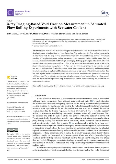 Pdf X Ray Imaging Based Void Fraction Measurement In Saturated Flow Boiling Experiments With