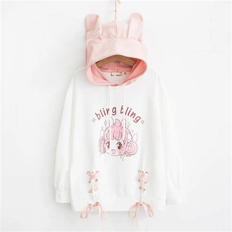 Japan Style Kawaii Hoodies Cute Ears Hooded Sweatshirt Harajuku Anime