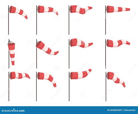 Windsock Wind Speed And Direction Chart Flag Pole Vector Illustration CartoonDealer Com