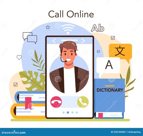 Translator Online Service Or Platform Linguist Translating Text Stock Vector Illustration Of