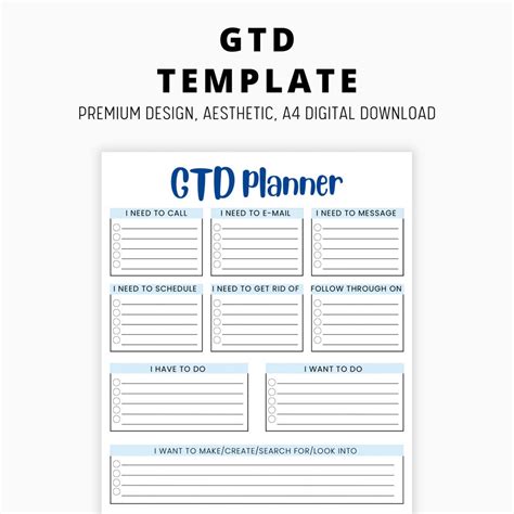 Gtd Template Gtd Planner Adhd Task Organizer Gtd System Getting Things Done Task Management