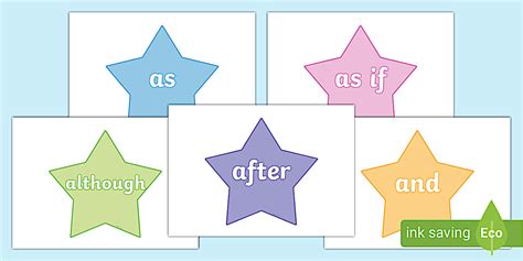 Conjunctions On Stars Pastel Colours Twinkl