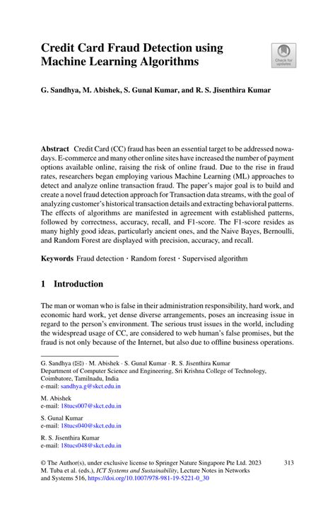 Pdf Credit Card Fraud Detection Using Machine Learning Algorithms